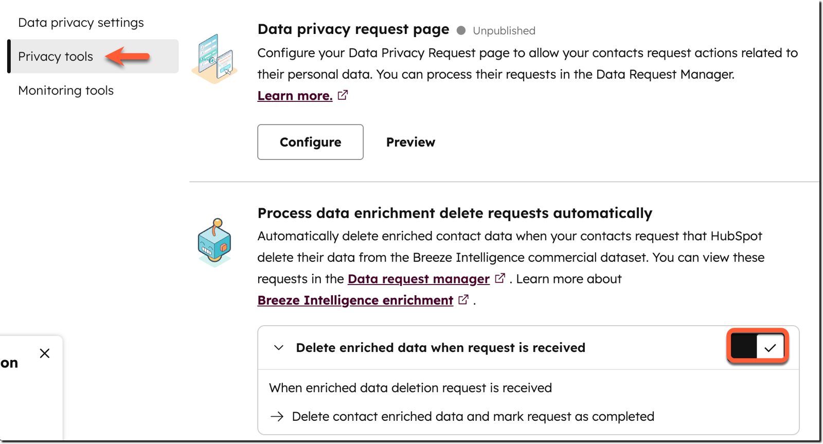 Manage data privacy requests