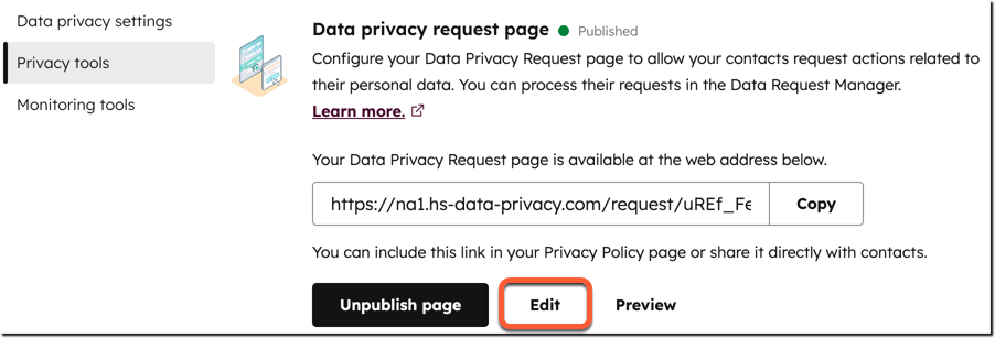 Manage data privacy requests
