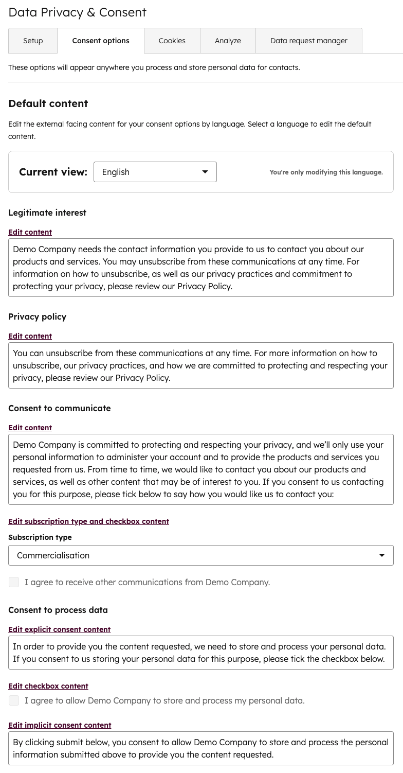 Set default notice and consent language for data privacy-enabled forms ...