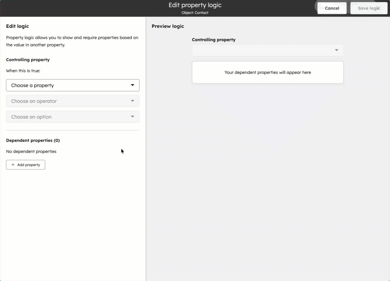 Set up conditional logic for enumeration properties
