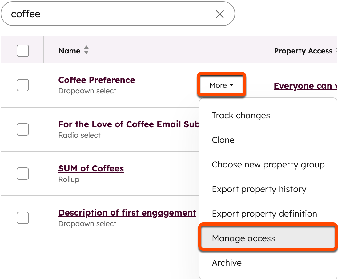 Manage view and edit access for properties