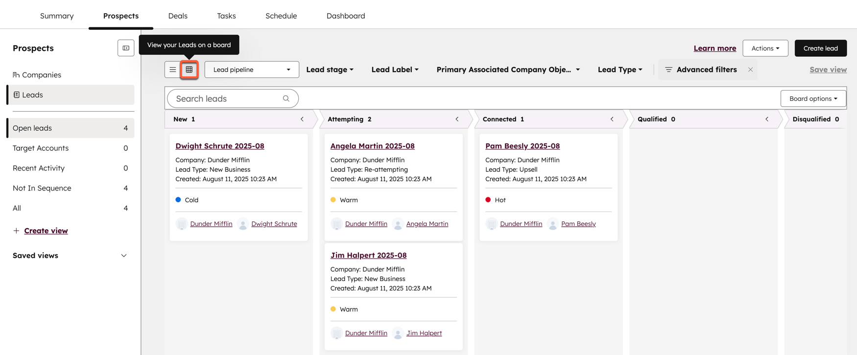 Manage leads