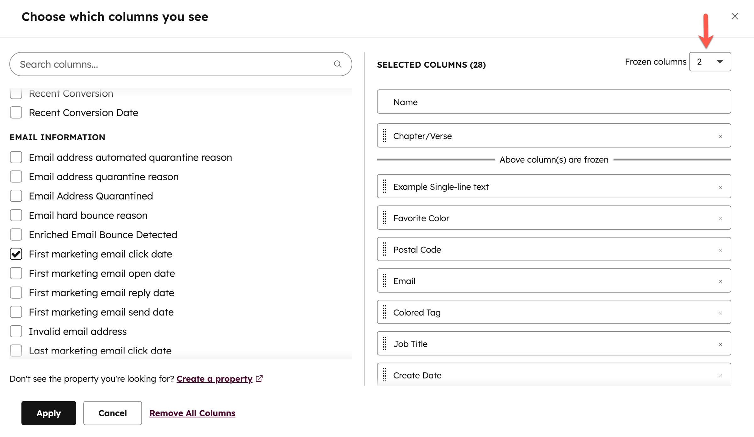 Customize index page columns