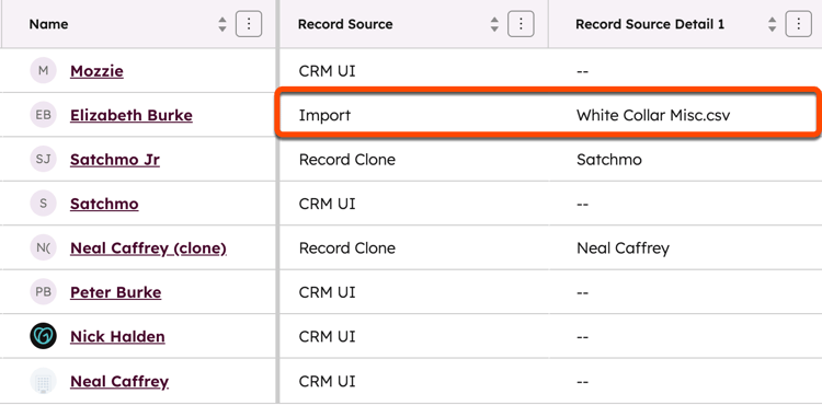 View and use record source properties