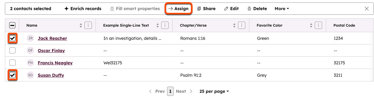 Assign ownership of records