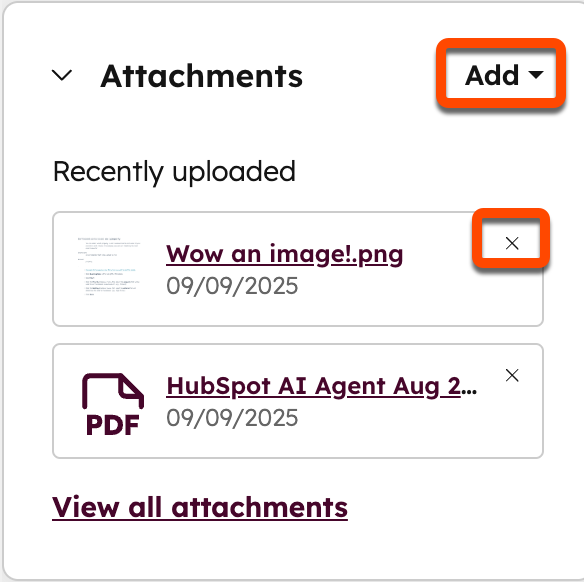Add and manage attachments on records and activities