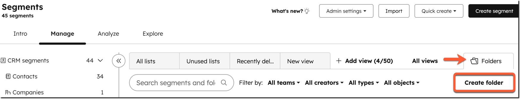 Organiser les segments en dossiers