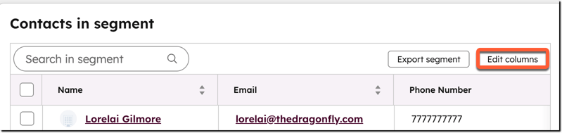 Customize segment columns