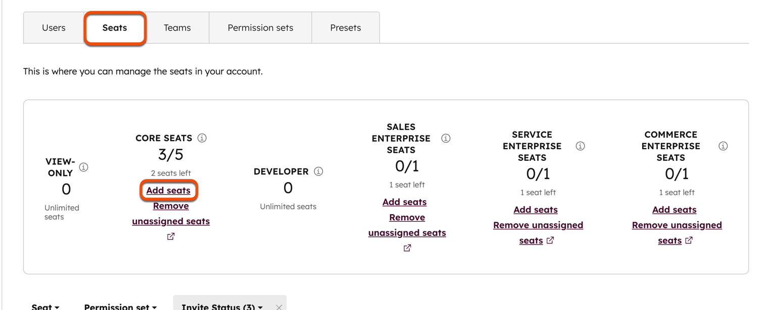 Manage billing for seats