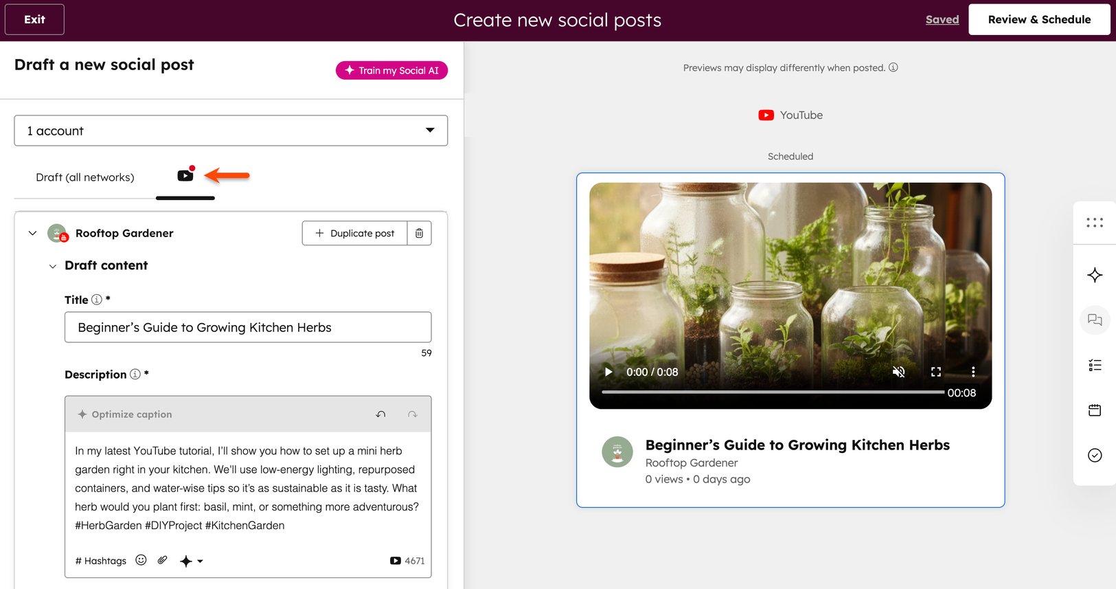 Upload and publish YouTube videos