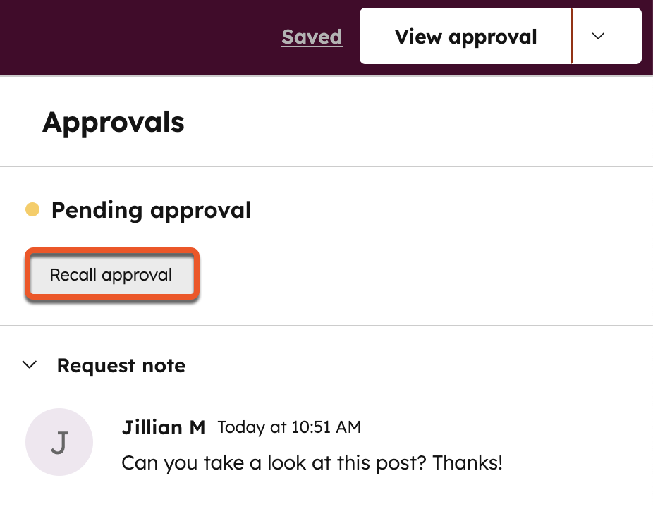 Request approval to publish a social media post