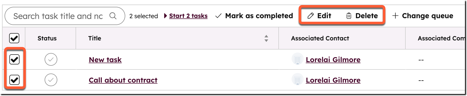Edit or delete tasks