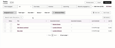 Filter tasks and manage task views