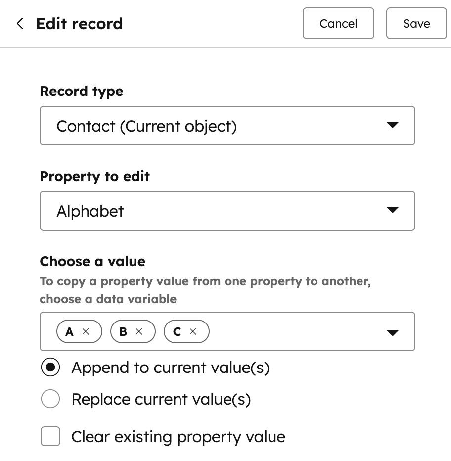Edit records using workflows