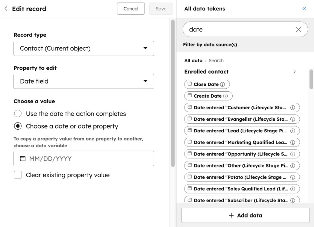 Edit records using workflows