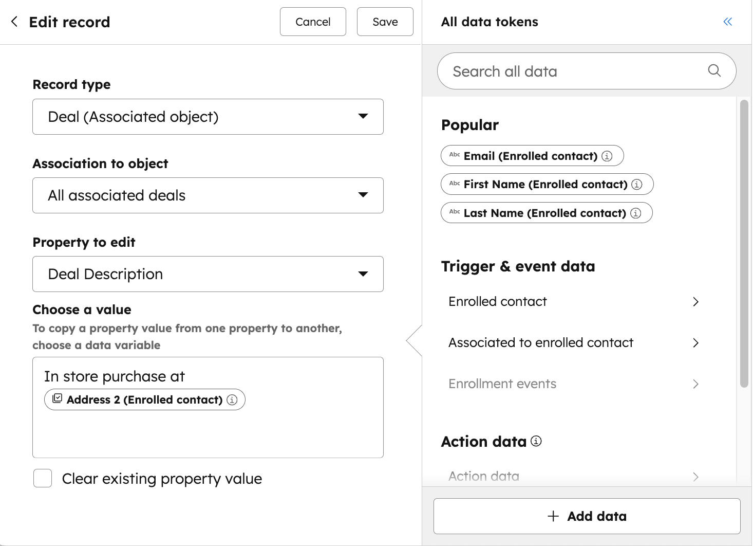Edit records using workflows