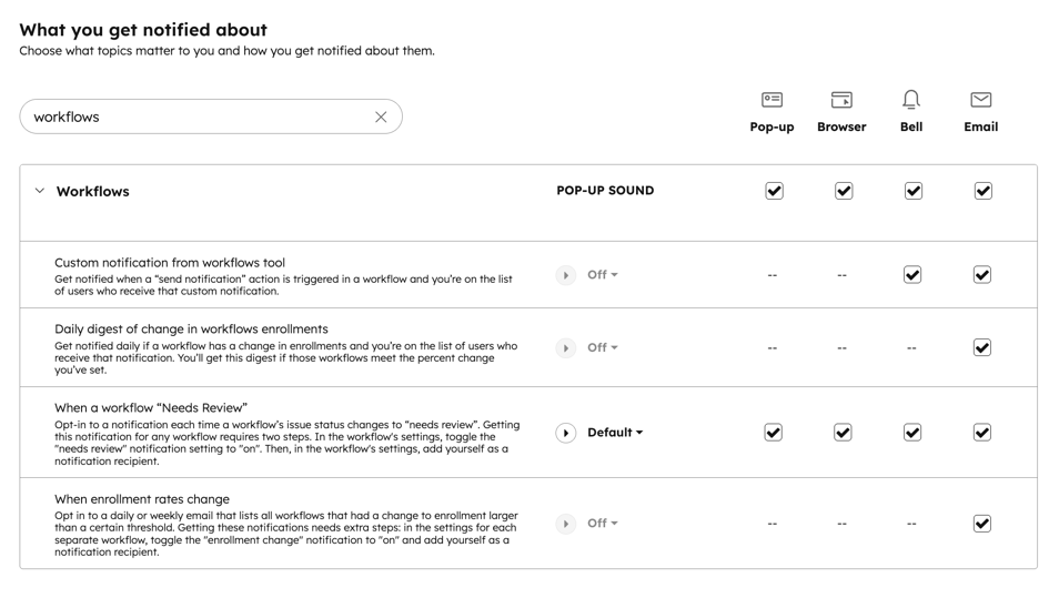 Manage workflow settings