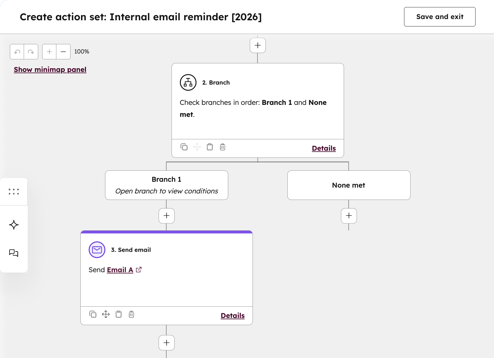 Create and use action sets