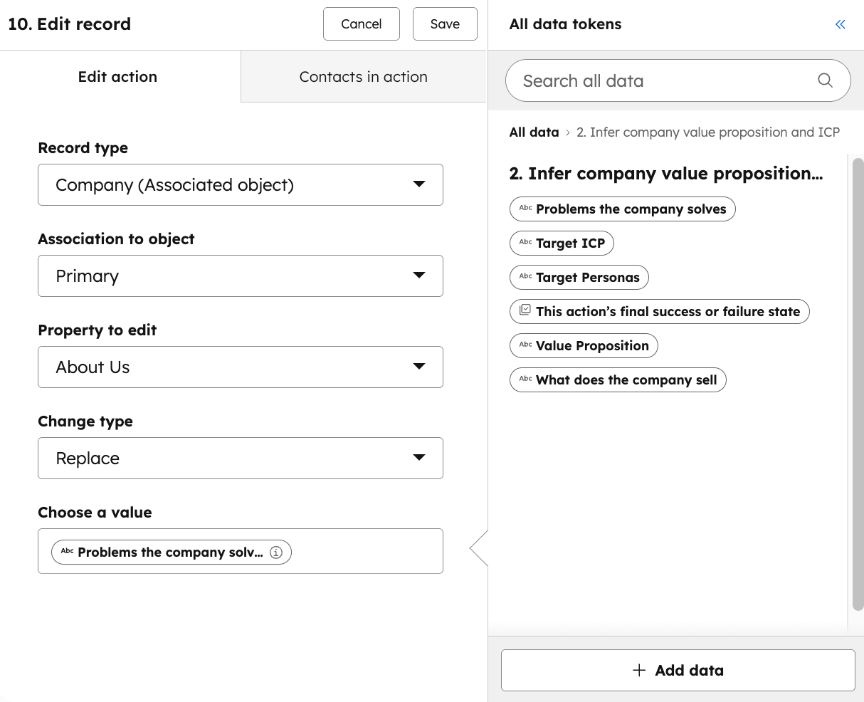 Use Breeze to infer company value proposition and ICP in workflows
