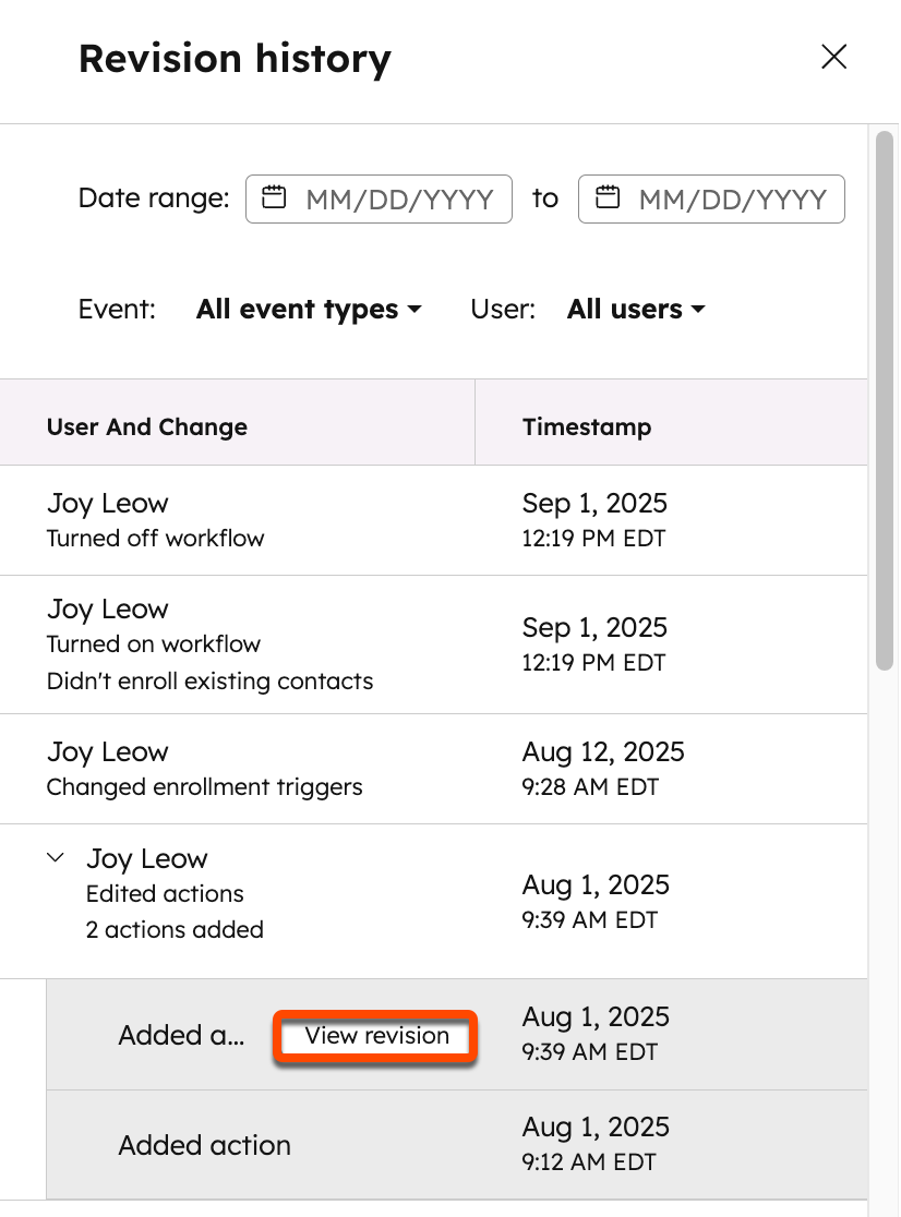 View changes to your workflow