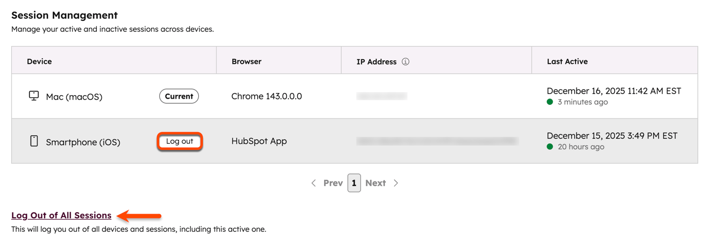 Manage user login sessions