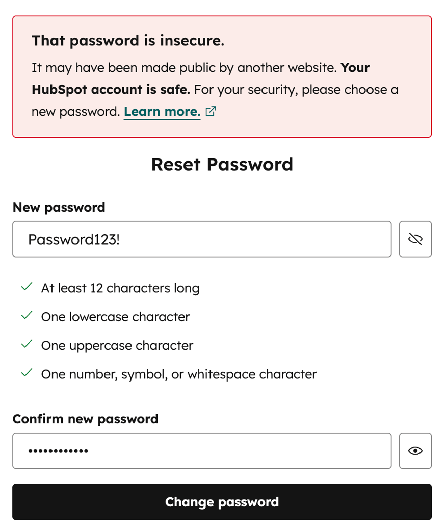 Reset user passwords