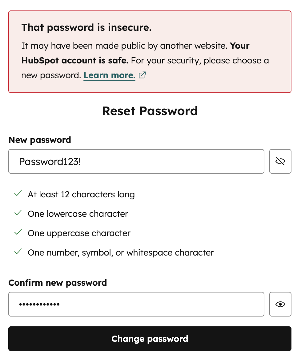 Reset user passwords