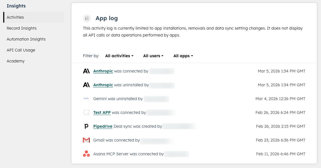 Manage your connected apps
