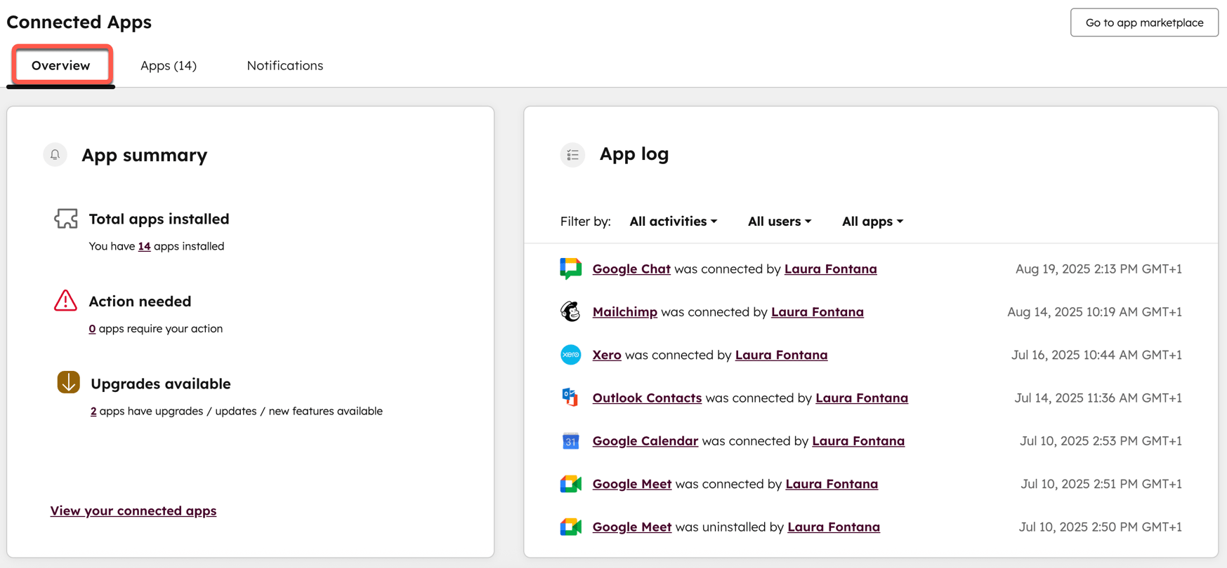 Manage your connected apps