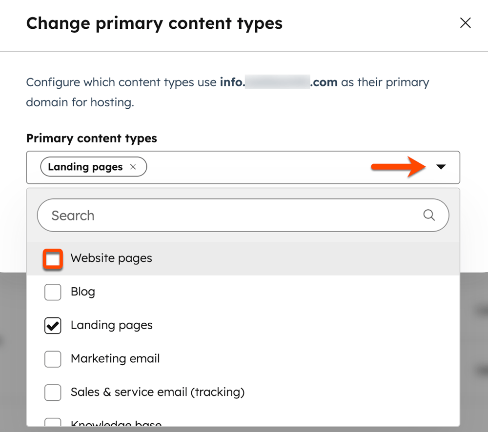 Change the hosting domain for HubSpot content