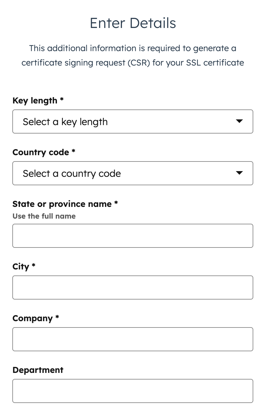Add a custom SSL certificate to your account