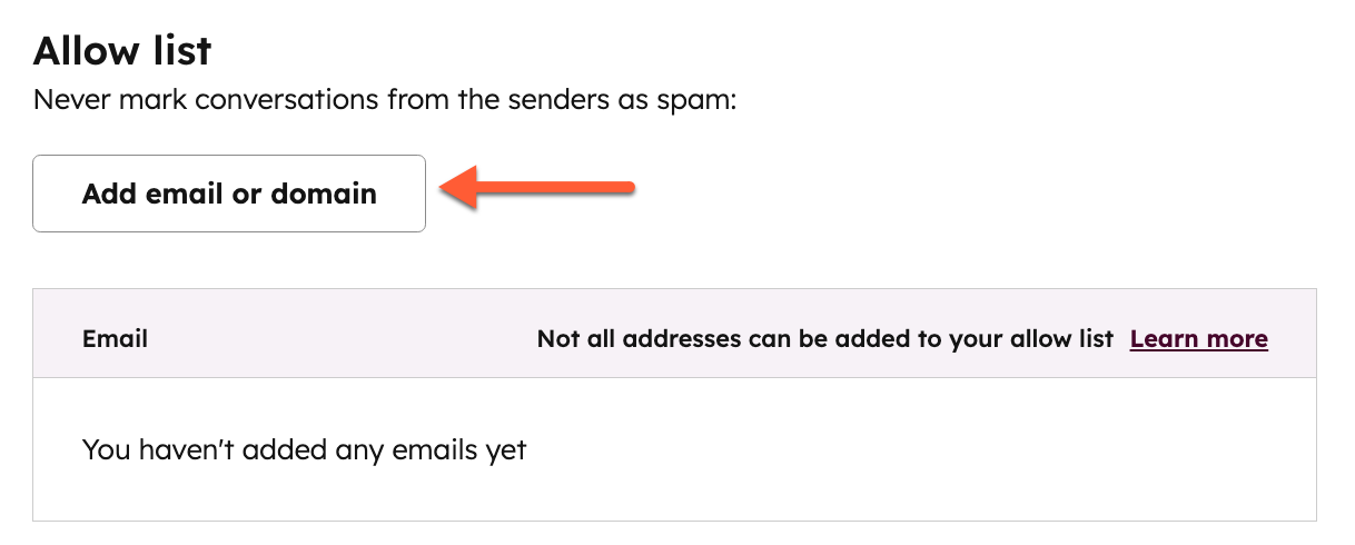 Manage the allow and deny list in the conversations inbox or help desk
