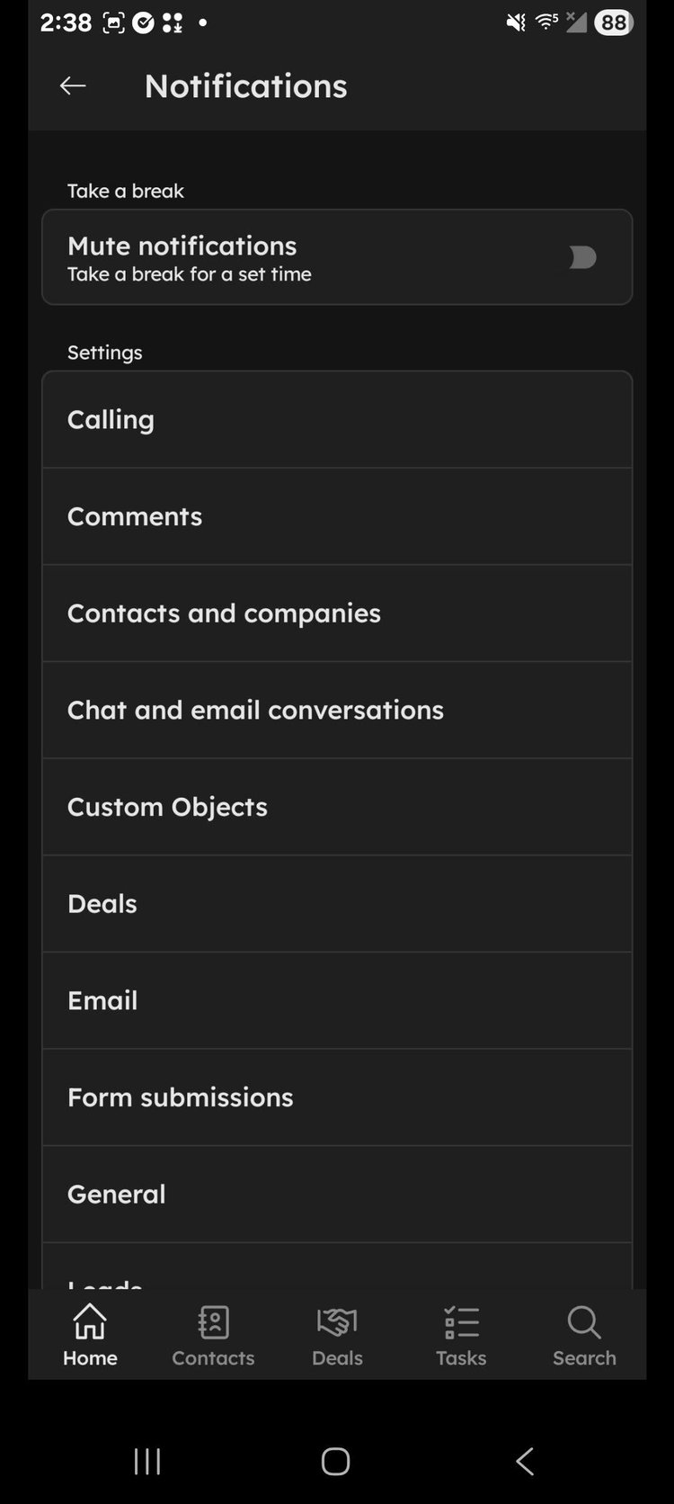 Manage notifications from the HubSpot mobile app
