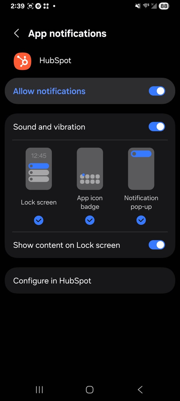 Manage notifications from the HubSpot mobile app