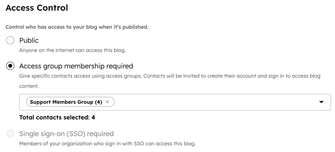 Create and manage access groups for private content
