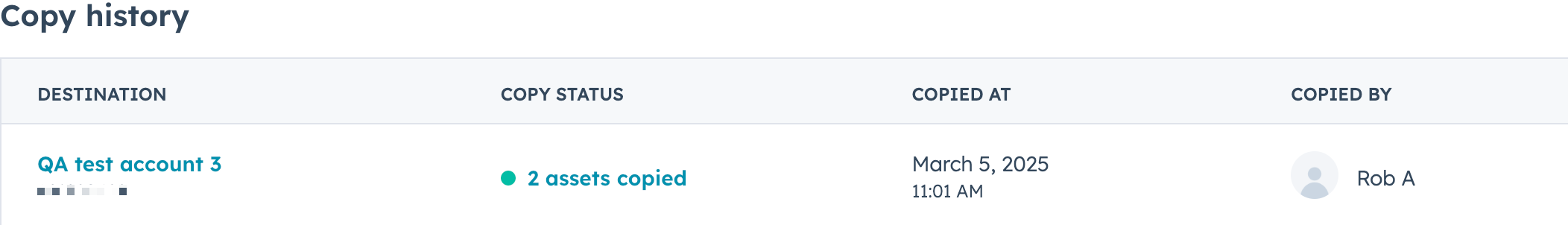 Copy assets to another HubSpot account with multi-account management