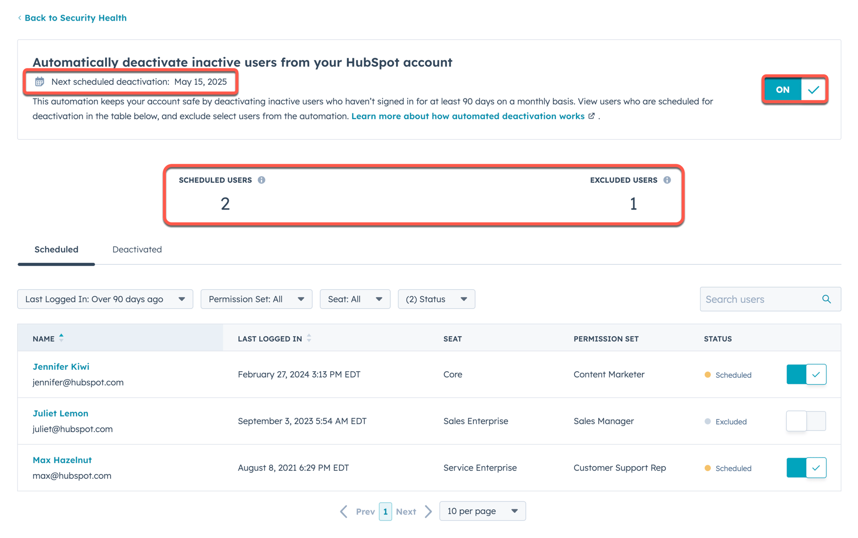 Automatically deactivate inactive users