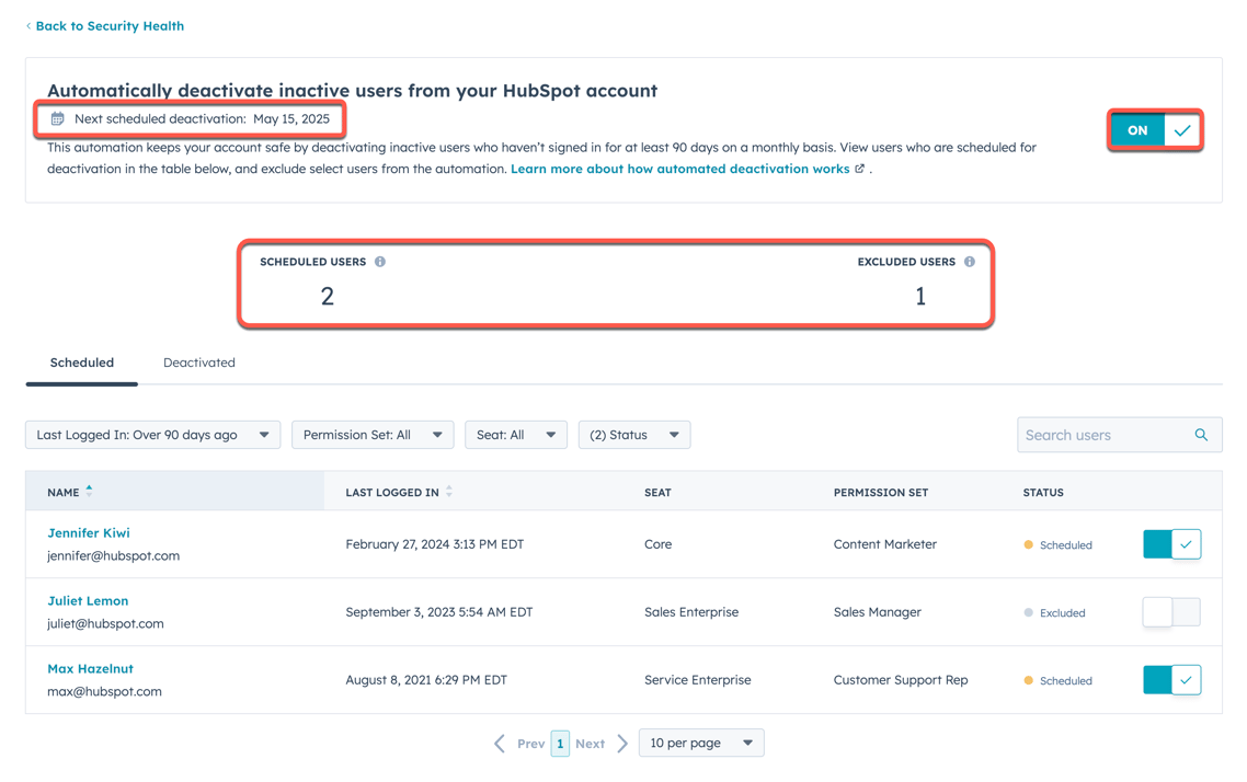 Automatically deactivate inactive users