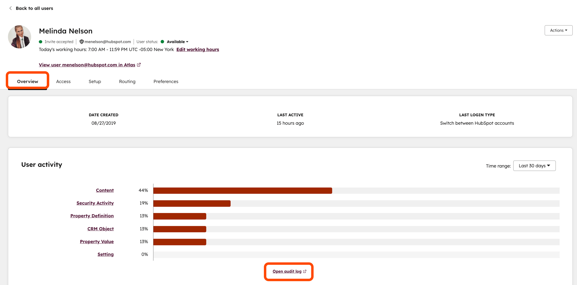 Manage user properties and preferences