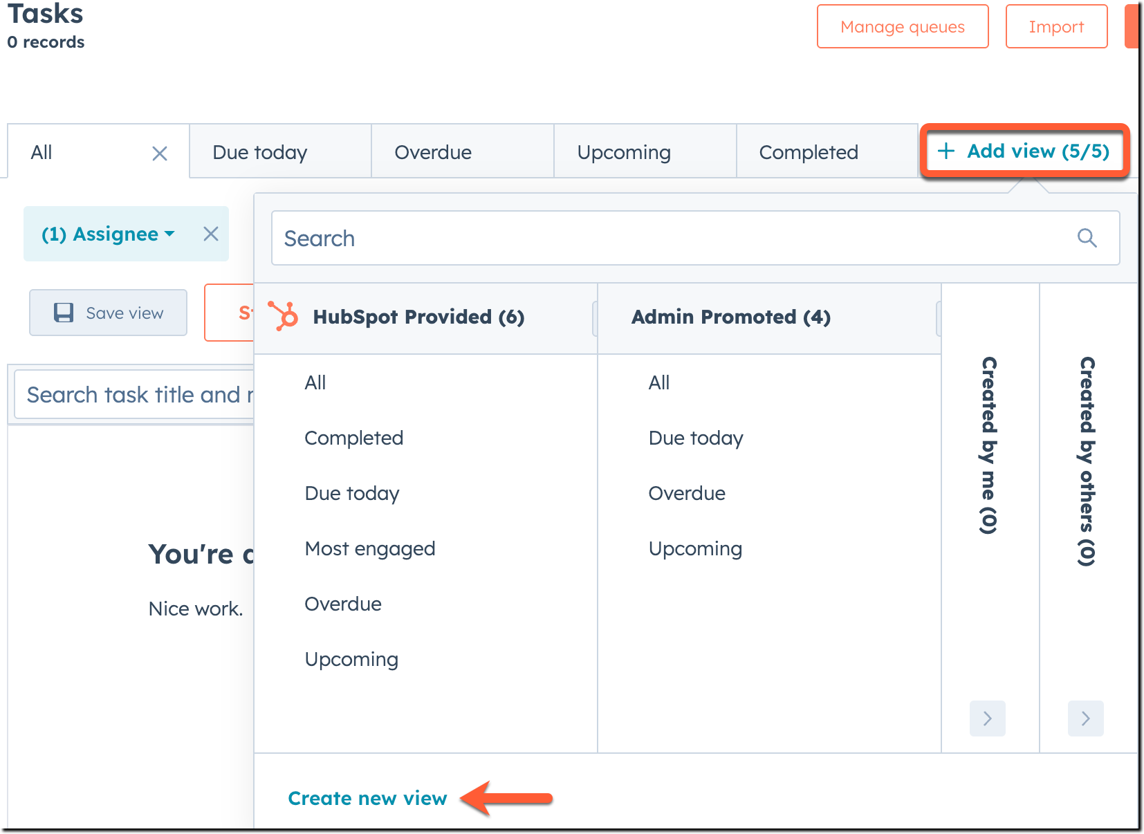 Filter tasks and manage task views