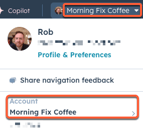 Update your account name and company information