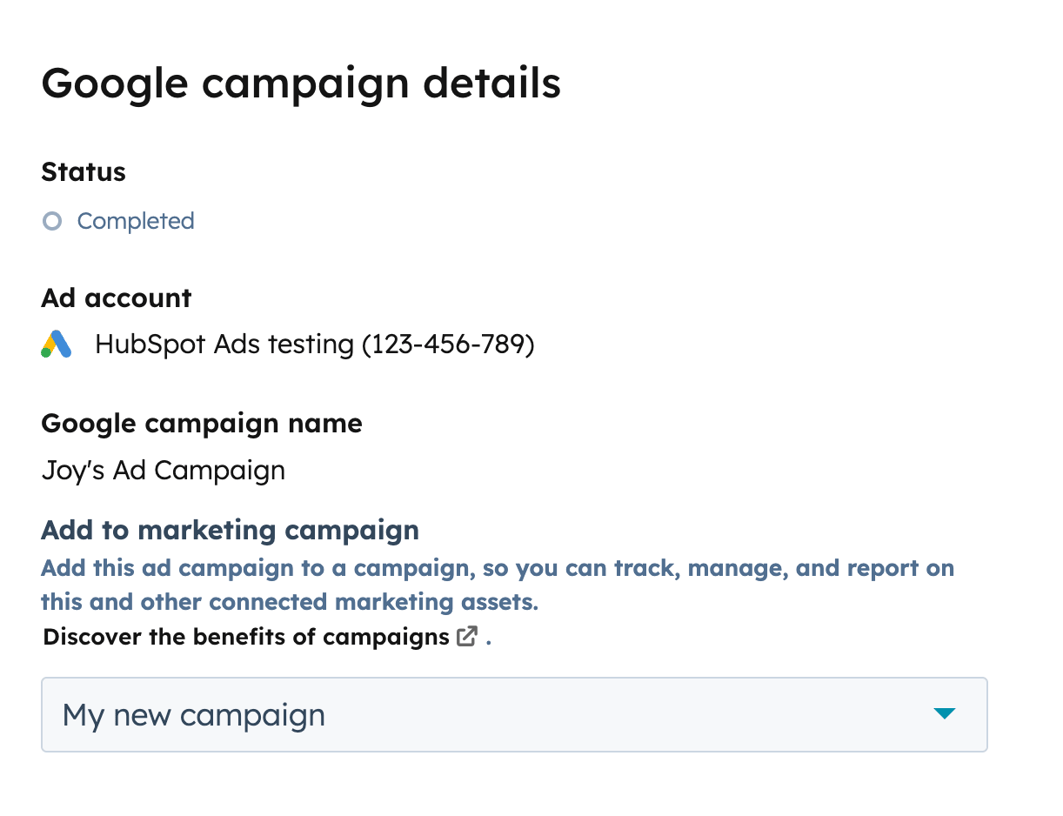Manage your Google ad campaigns in HubSpot