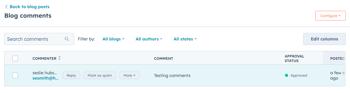 Set up and moderate blog comments