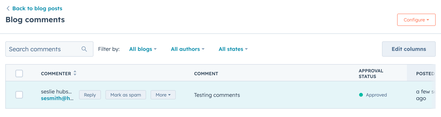 Set up and moderate blog comments
