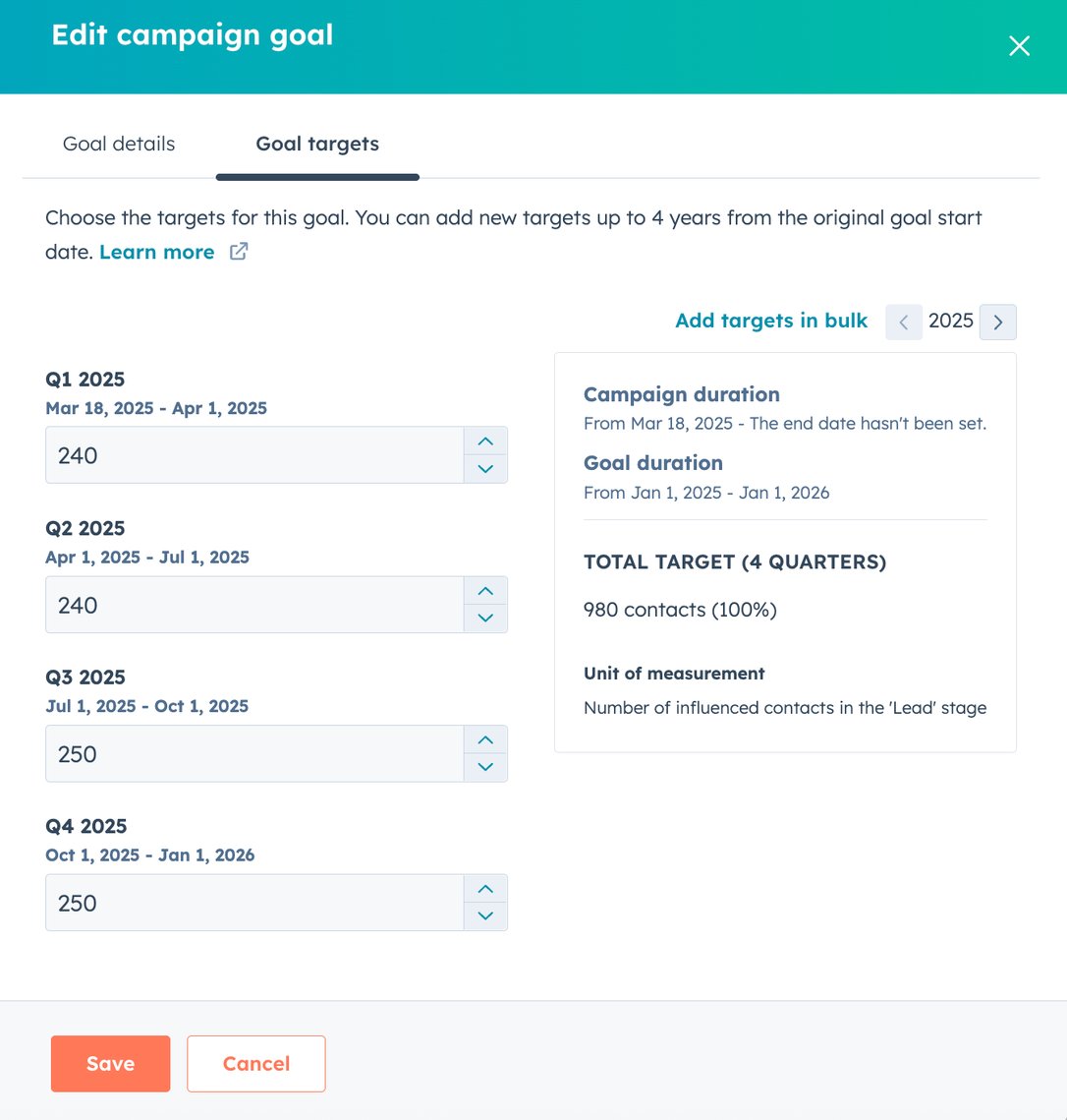 Use the campaign goals tracker