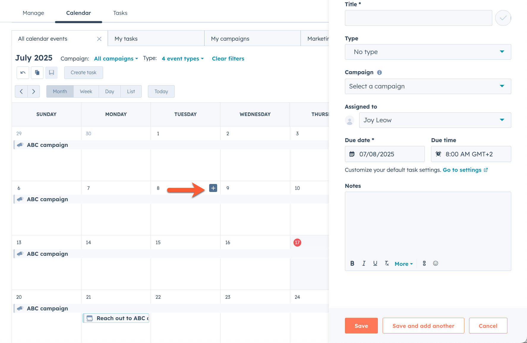 Plan your campaigns with the marketing calendar