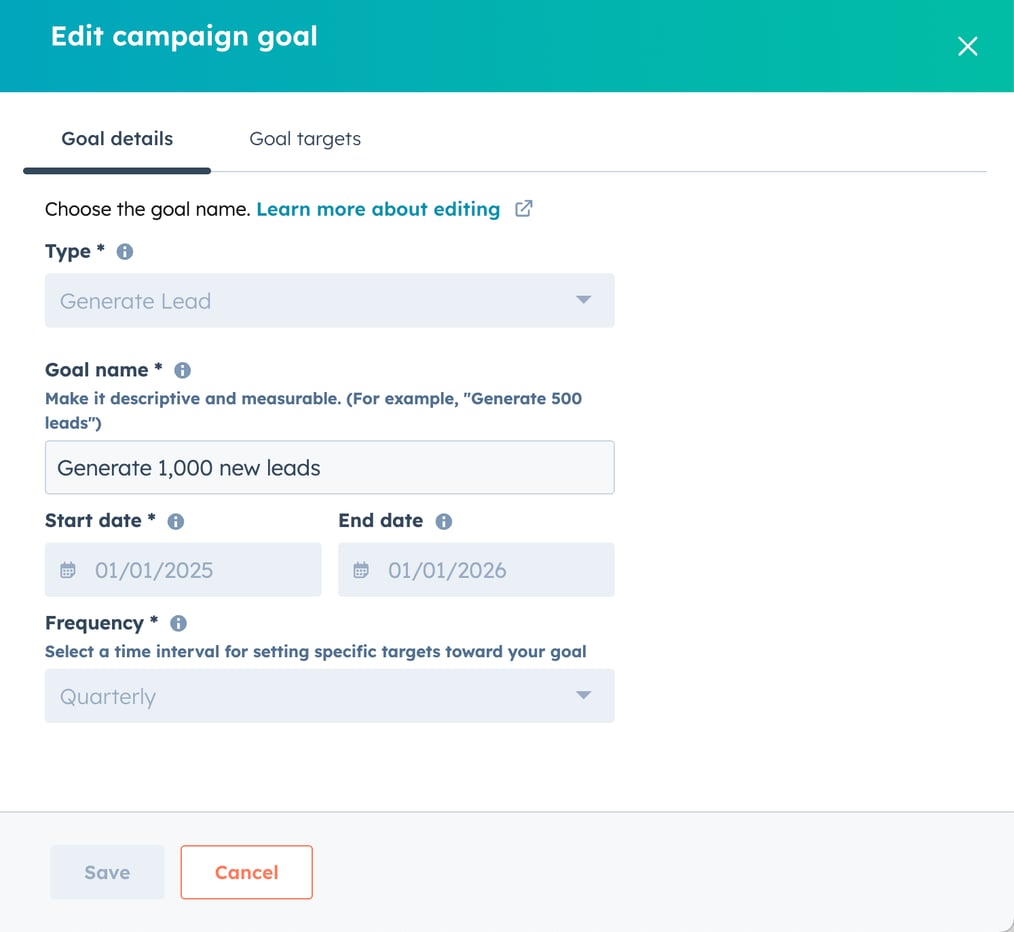 Use the campaign goals tracker