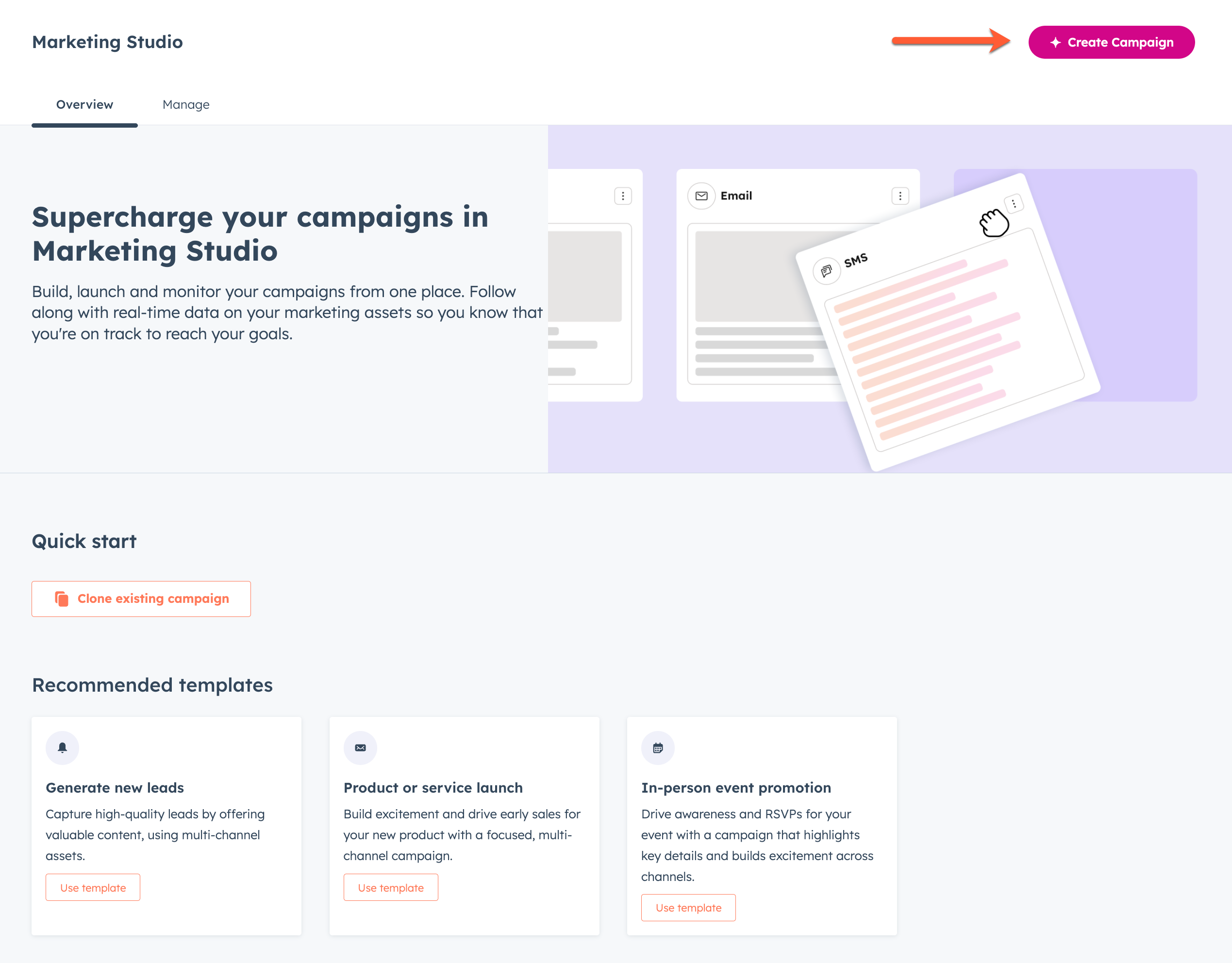 Create campaigns using Marketing Studio