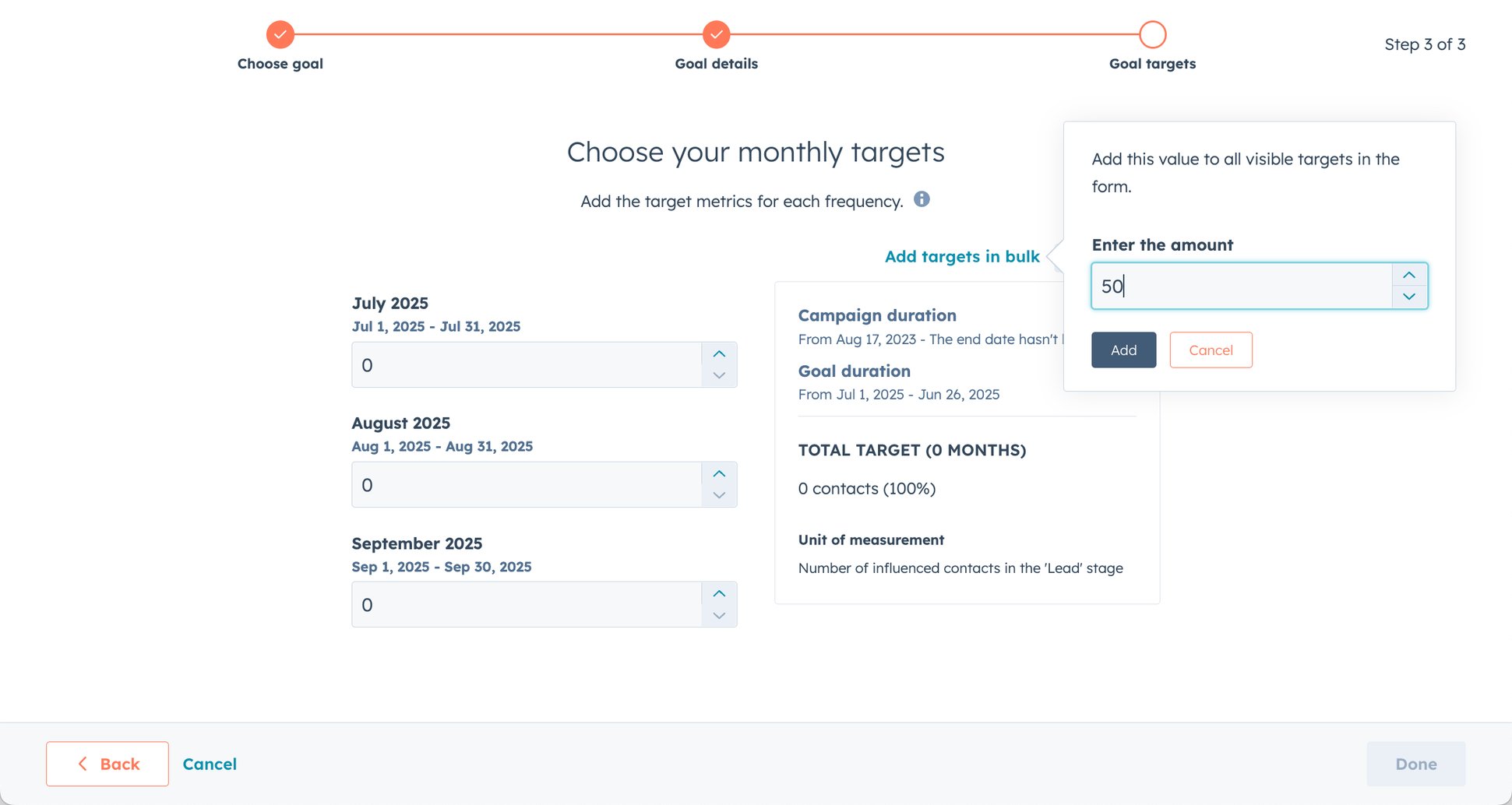Use the campaign goals tracker