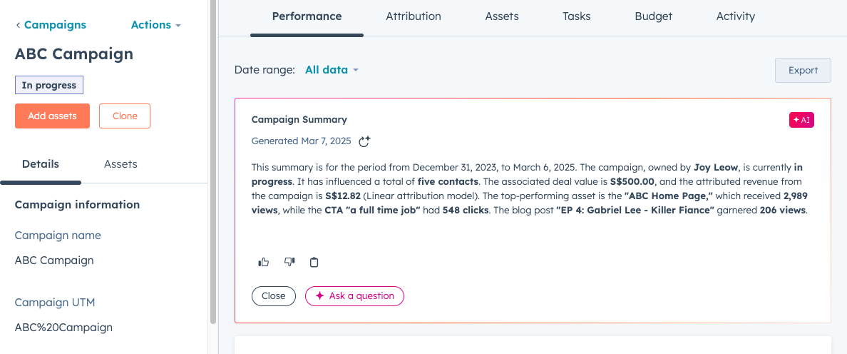 Generate campaign insights using AI